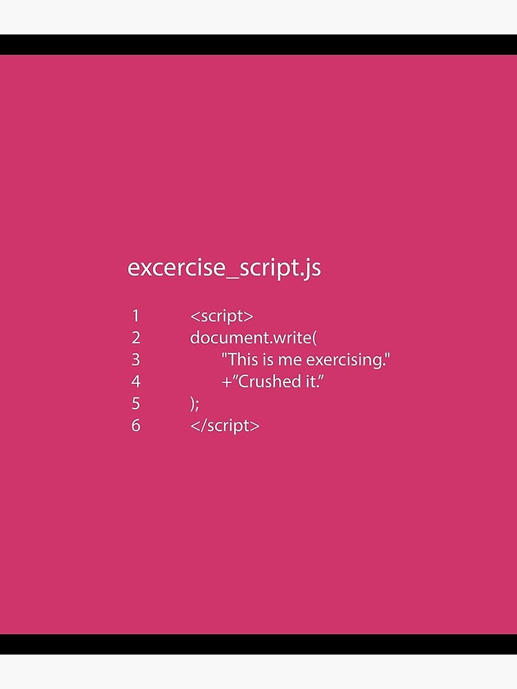 "Exercise_script.js WHITE TEXT Drawstring Bag" Poster for Sale by ...