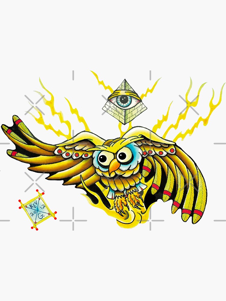 "ALL SEEING OWL - Art By Kev G" Sticker for Sale by ArtByKevG | Redbubble