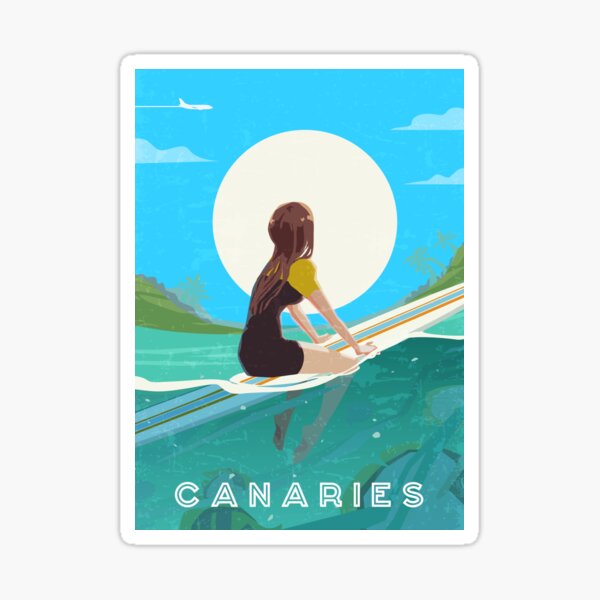 "Canaries, Spain - Boho Retro travel poster" Sticker for Sale by ...