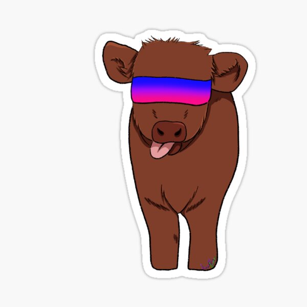 "bisexual blindfold cow" Sticker for Sale by bookish--bee | Redbubble