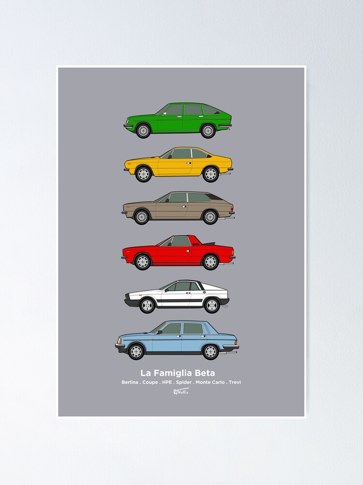 "Beta family car collection" Poster for Sale by RJWautographics | Redbubble