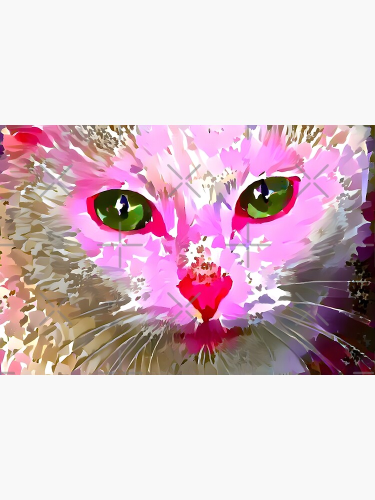 "Pink Cat Face" Poster for Sale by TooplesArt | Redbubble