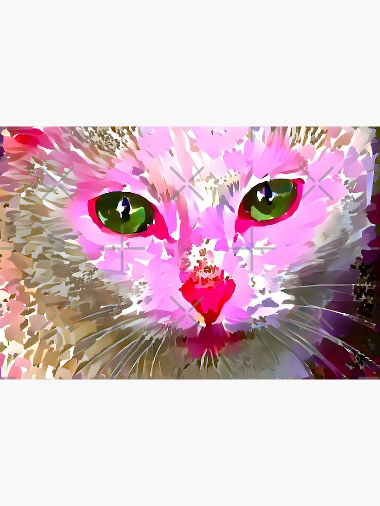 "Pink Cat Face" Sticker for Sale by TooplesArt | Redbubble
