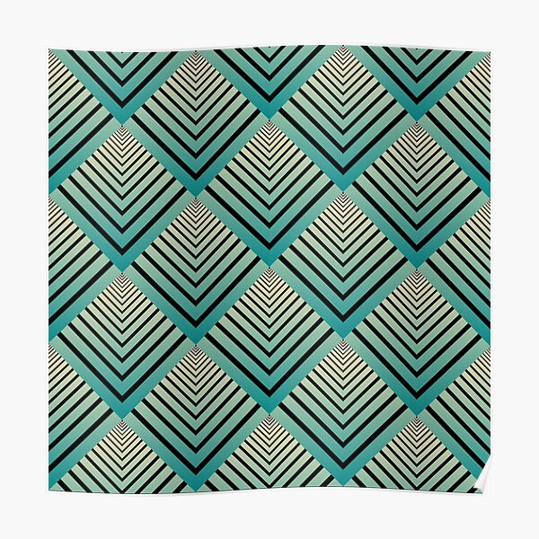 "Retro Pattern, Fish Scales, Turquoise / Black" Poster for Sale by ...