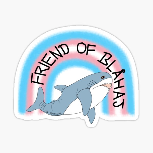 "Friend of Blahaj" Sticker by PrettyRadArt | Redbubble
