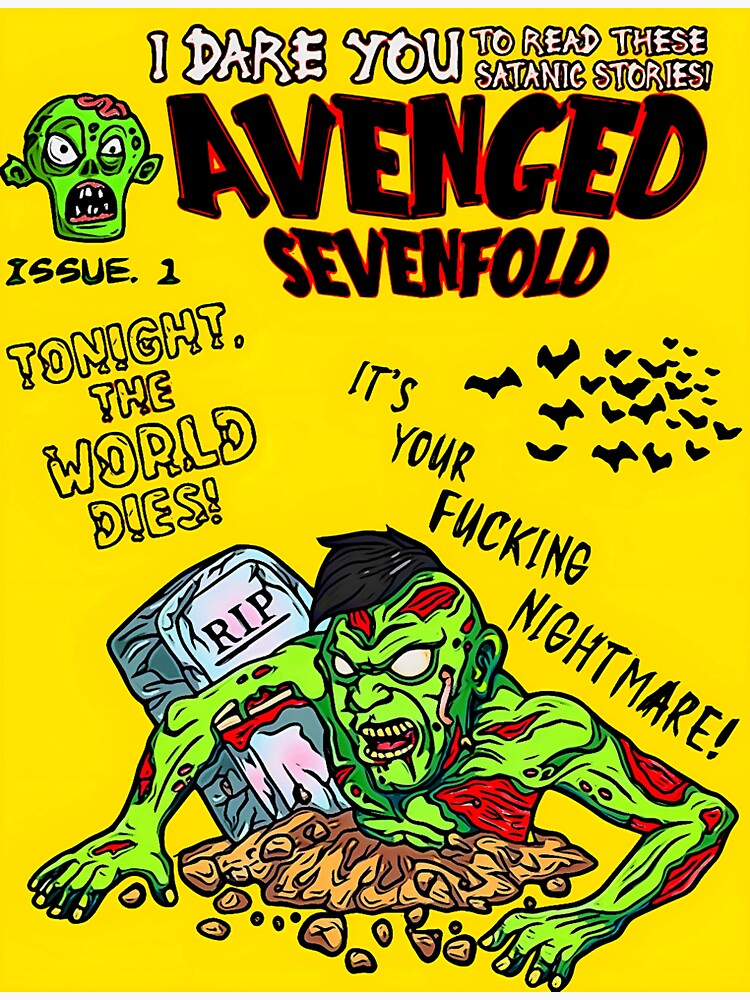 "avenged sevenfold nightmare COMIC COVER design zombie" Sticker for ...