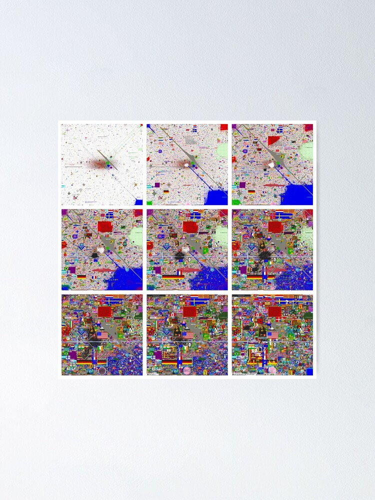 "Reddit /r/Place 12K Evolution of the Canvas in Snapshots (3x3)" Poster ...