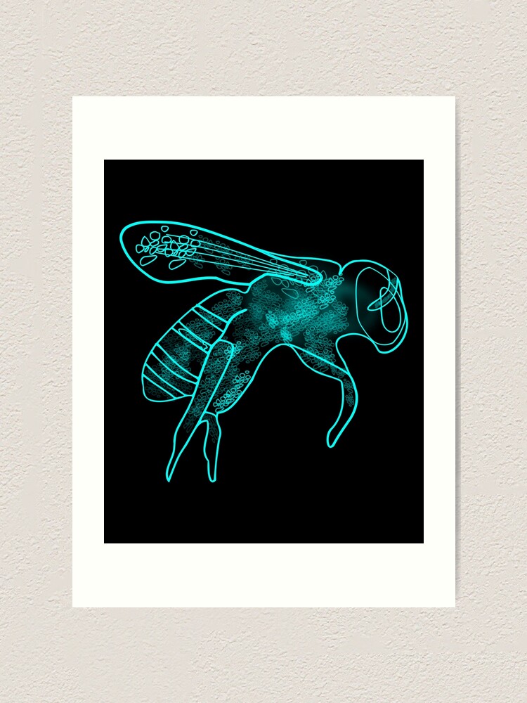 "Bee Turquoise Pollinator Insect Artful Illustration" Art Print for ...