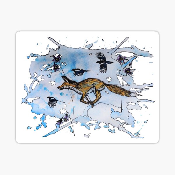 "Running with Friends - abstract artwork of a fox running alongside ...