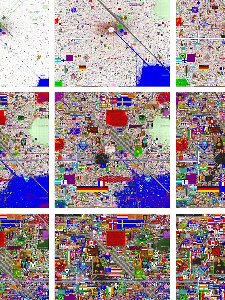 "Reddit /r/Place 12K Evolution of the Canvas in Snapshots (3x3)" iPhone ...