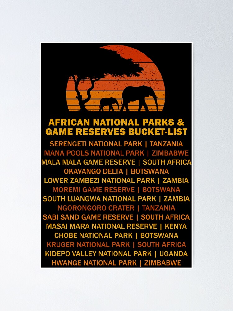 "African Safari Bucket List Sunset Elephants Serengeti" Poster for Sale ...