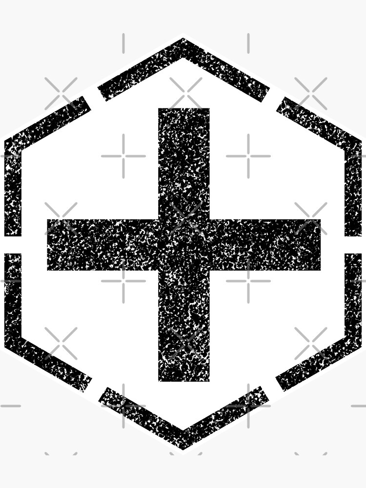 "Print on back Sponge stencil Cross inside hexagon" Sticker for Sale by ...