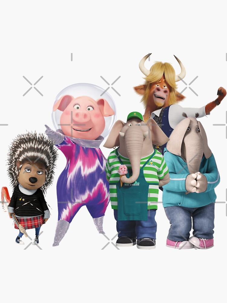 "Figures from sing 2 movie" Sticker for Sale by abdo-ftouhi | Redbubble