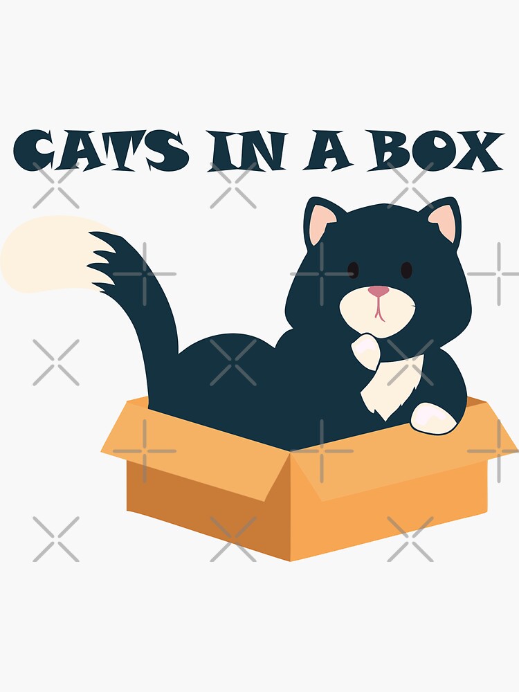 "Cats In A Box CUTE" Sticker for Sale by Ihintzaas | Redbubble