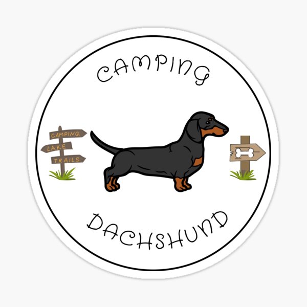 "Camping Dachshund" Sticker for Sale by StuckOnCamping | Redbubble
