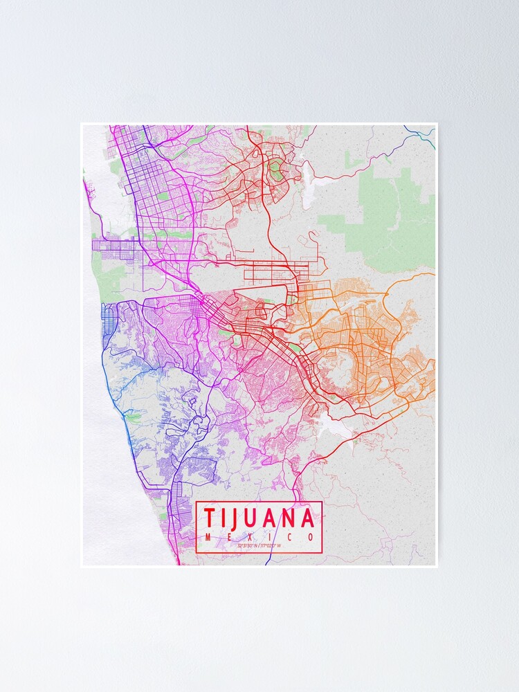 Póster for Sale con la obra «Mapa de la ciudad de Tijuana de México ...