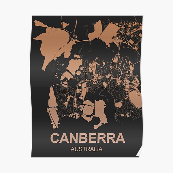 "Canberra Map Art Chocolate color Australia" Poster for Sale by ...