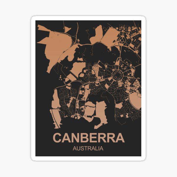 "Canberra Map Art Chocolate color Australia" Sticker for Sale by ...