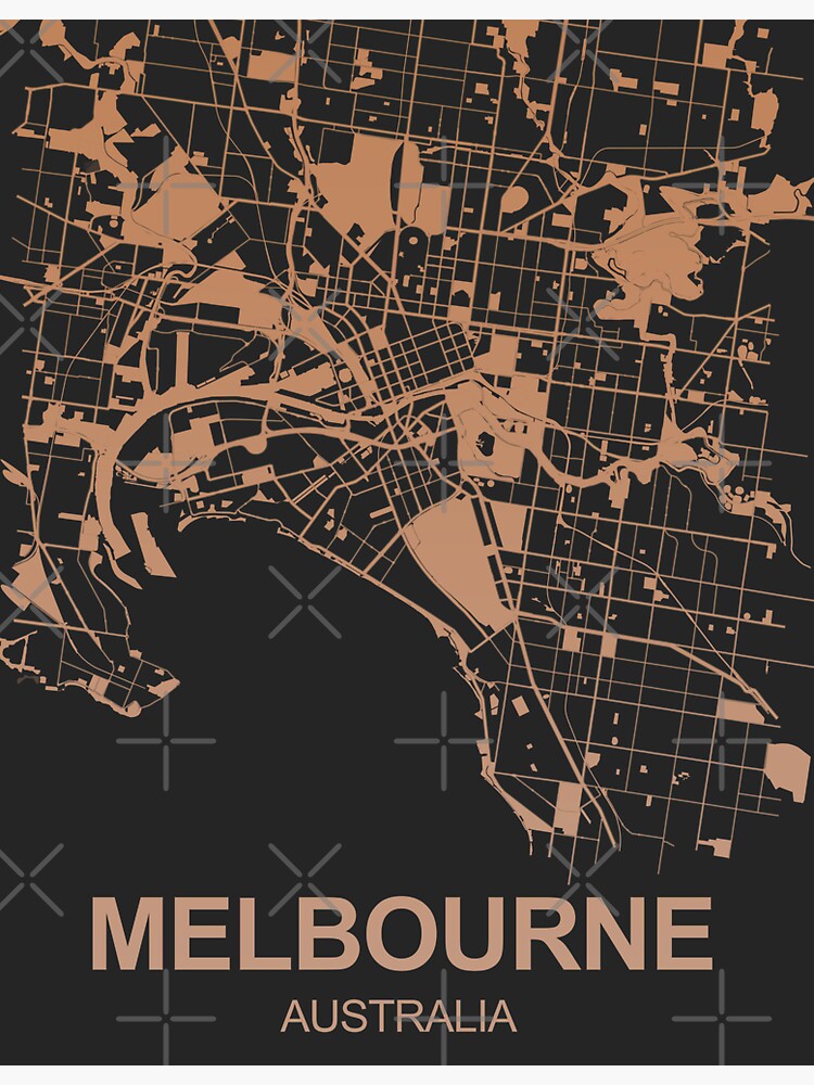 "Melbourne Map Art Chocolate color Australia" Sticker for Sale by ...