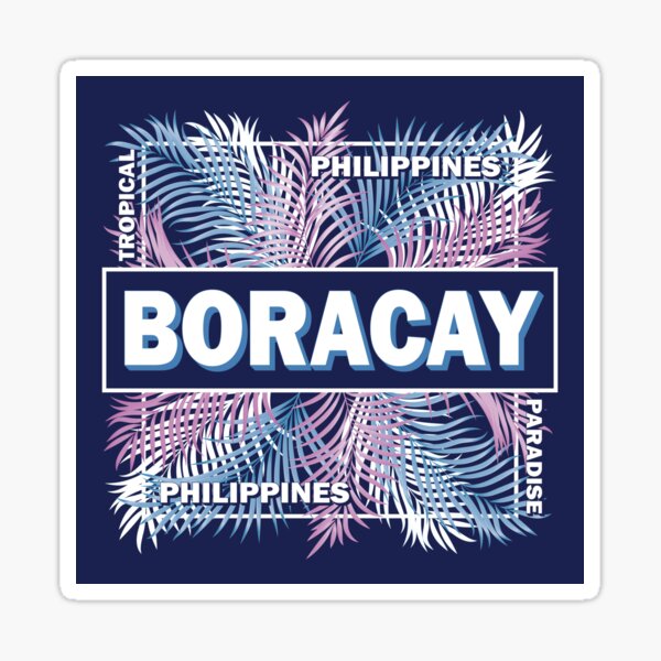 "Boracay Philippines Tropical Summer Palm Leaves Design" Sticker for ...