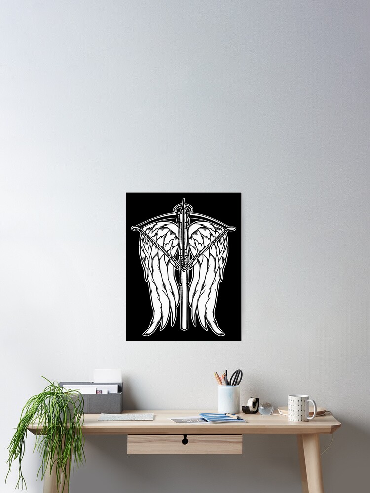 "Angel Wings and Crossbow (Clean)" Poster for Sale by createdezign ...