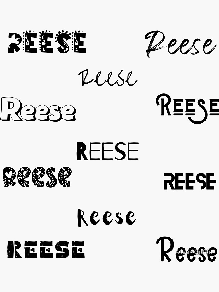 "Reese in 10 different fonts" Sticker for Sale by magleen | Redbubble
