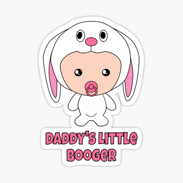 "Cute Kawaii Baby in Bunny Pajamas Daddys Little Booger" Sticker for ...