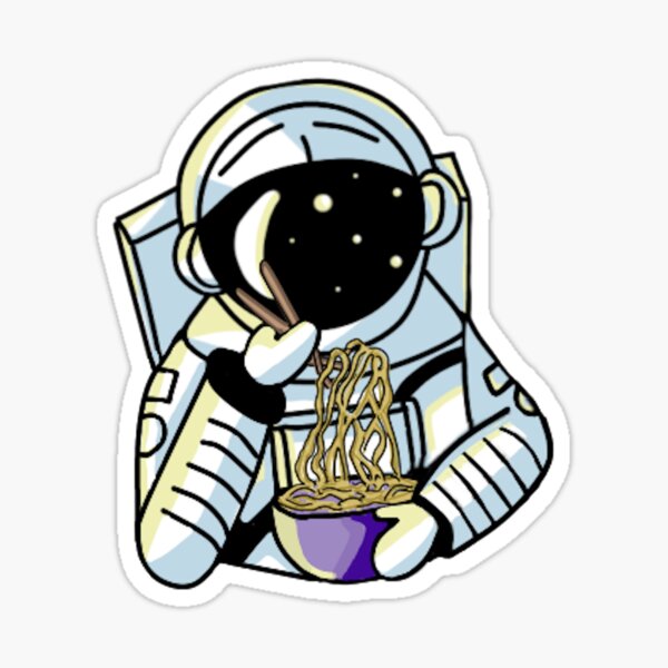 "Spaceman Eating Ramen" Sticker for Sale by DRAGONSandWAVES | Redbubble