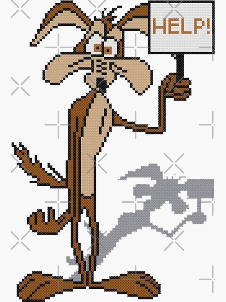 "Pixel Coyote, HELP!" Sticker for Sale by Moricci | Redbubble