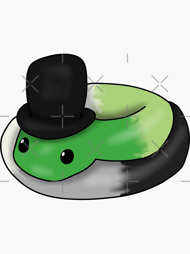 "Aromantic Snake in a top hat" Sticker by Becky-Marie | Redbubble