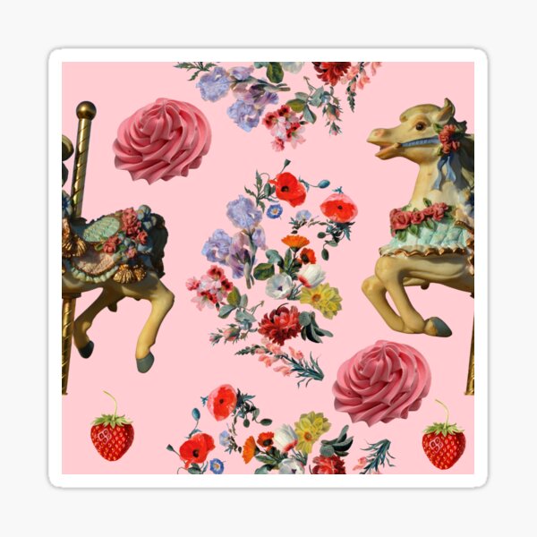"Rococo carousel pattern light pink background" Sticker for Sale by ...