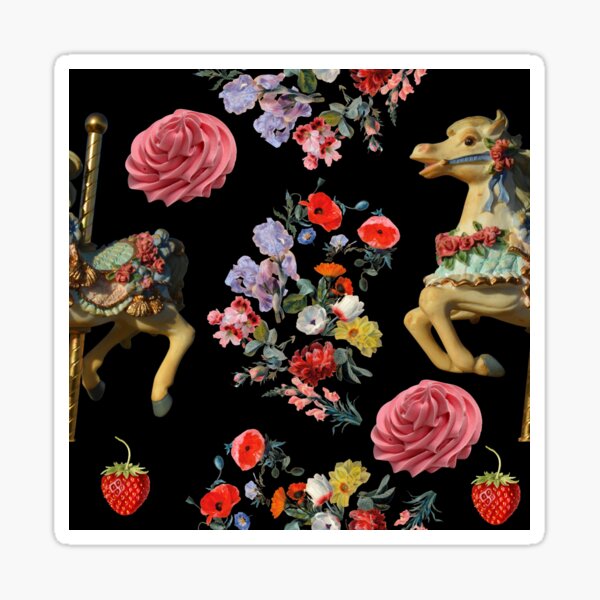 "Rococo carousel pattern black background" Sticker for Sale by bokushin ...