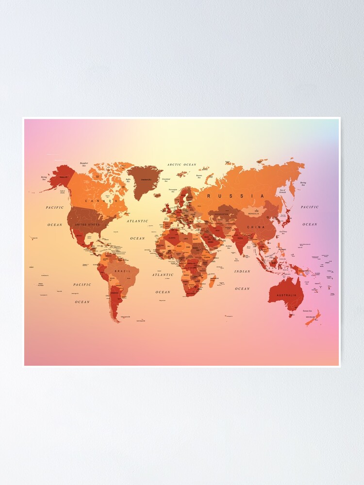 "World Map in Burnt Orange" Poster for Sale by UrbanEpiphany | Redbubble