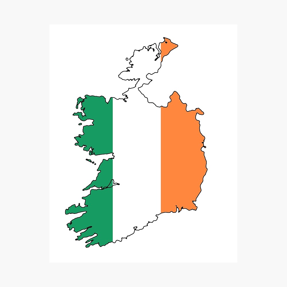 "Ireland Country Outline and Flag" Photographic Print by HandDrawnTees ...
