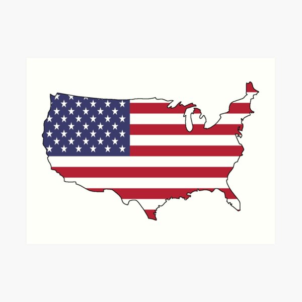 "USA - American Flag and Country Outline" Art Print for Sale by ...