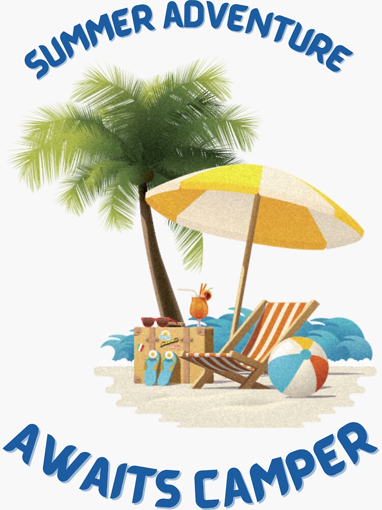 "Summer adventure awaits camper" Sticker for Sale by Simtom | Redbubble