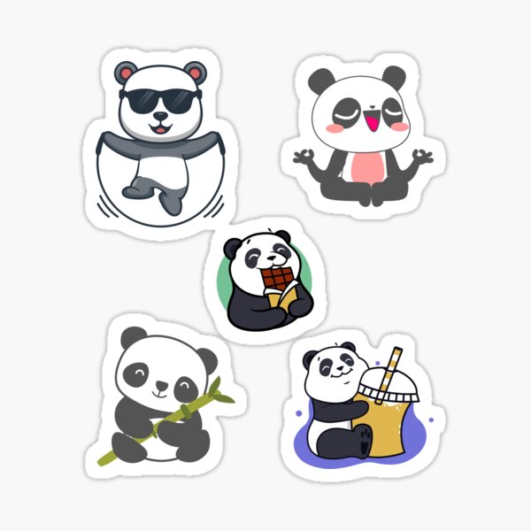"Cute Panda Training, Tumbling panda , panda lover Mini Sticker Pack ...