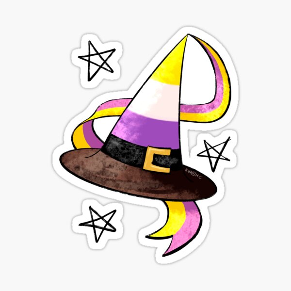 "Nonbinary Pride Flag Witch Hat" Sticker for Sale by hedonisticcat ...