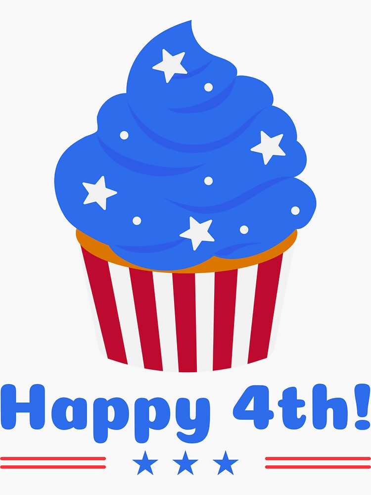 "Happy 4th!" Sticker for Sale by aicingonthecake | Redbubble