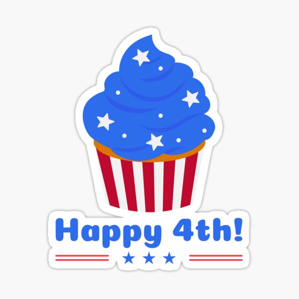 "Happy 4th!" Sticker for Sale by aicingonthecake | Redbubble