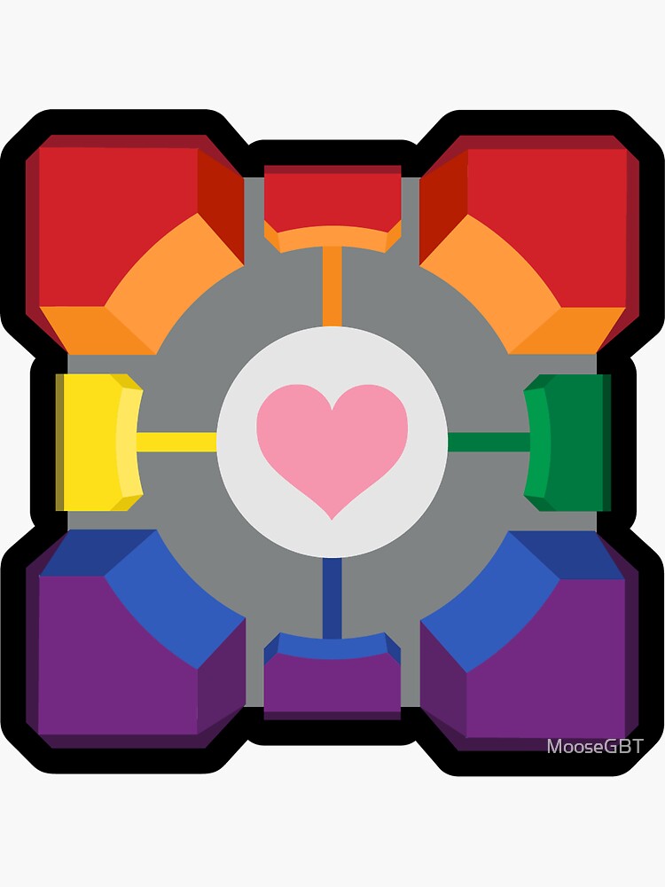 "LGBT Companion Cube" Sticker for Sale by MooseGBT | Redbubble