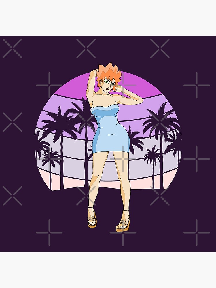Blue Bodycon Dress Ginger Anime Waifu Girl Poster For Sale By Jorgechubuter Redbubble