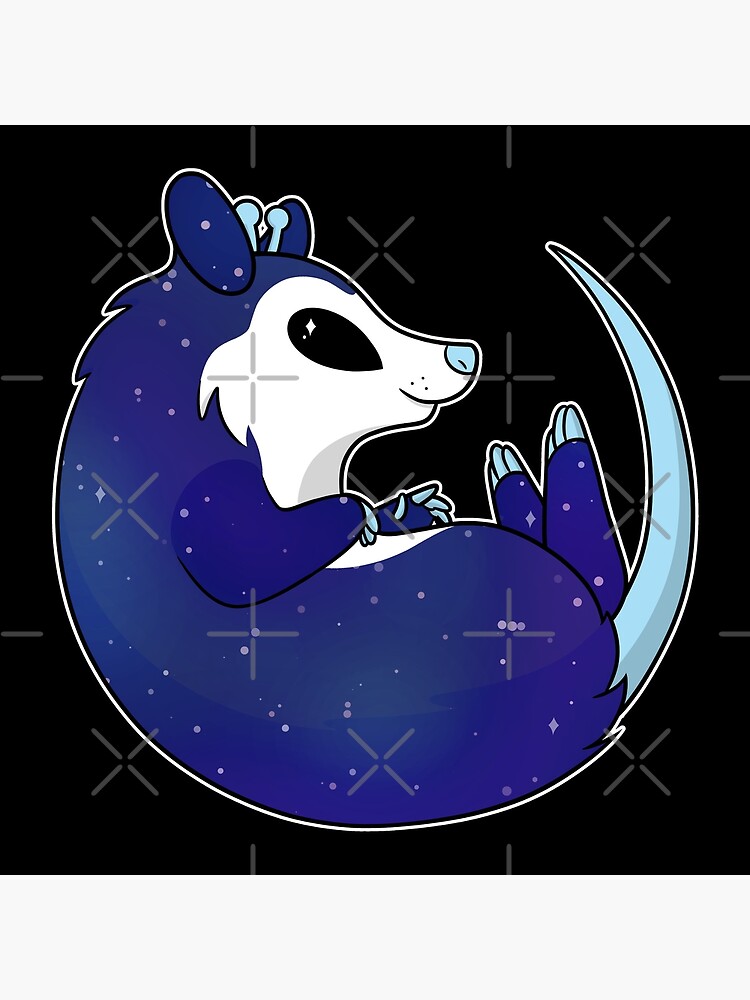 "Cute Kawaii Galaxy Space Alien Opossum Baby Curled Up in a Ball (Blue ...