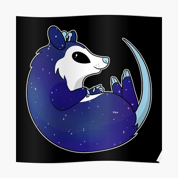 "Cute Kawaii Galaxy Space Alien Opossum Baby Curled Up in a Ball (Blue ...