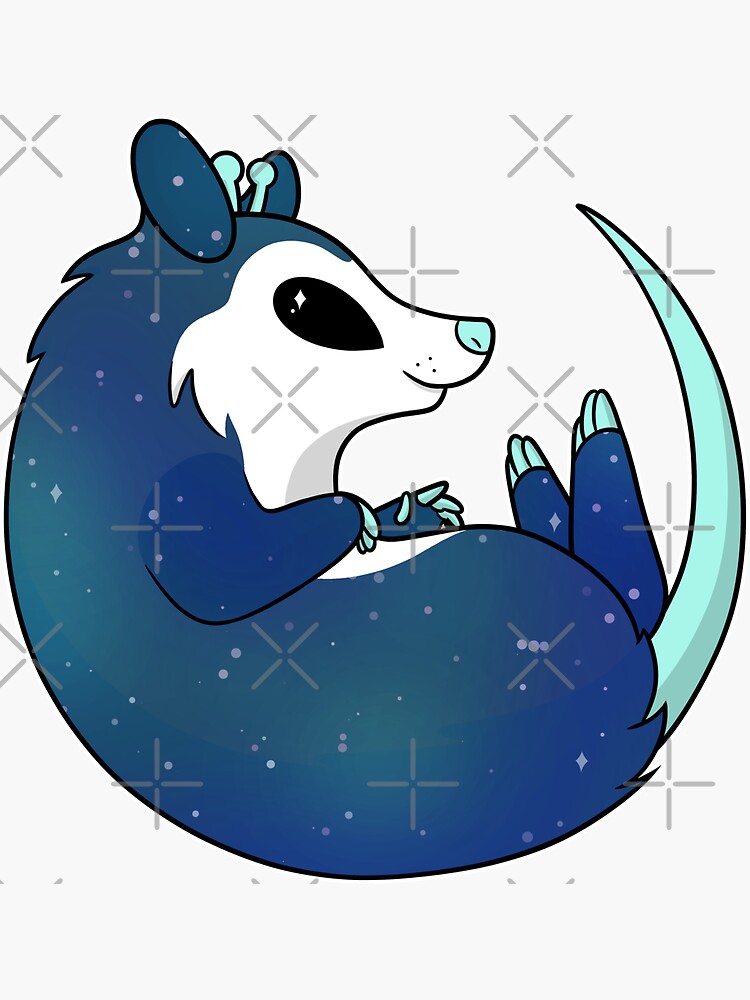 "Cute Kawaii Galaxy Space Alien Opossum Baby Curled Up in a Ball (Aqua ...