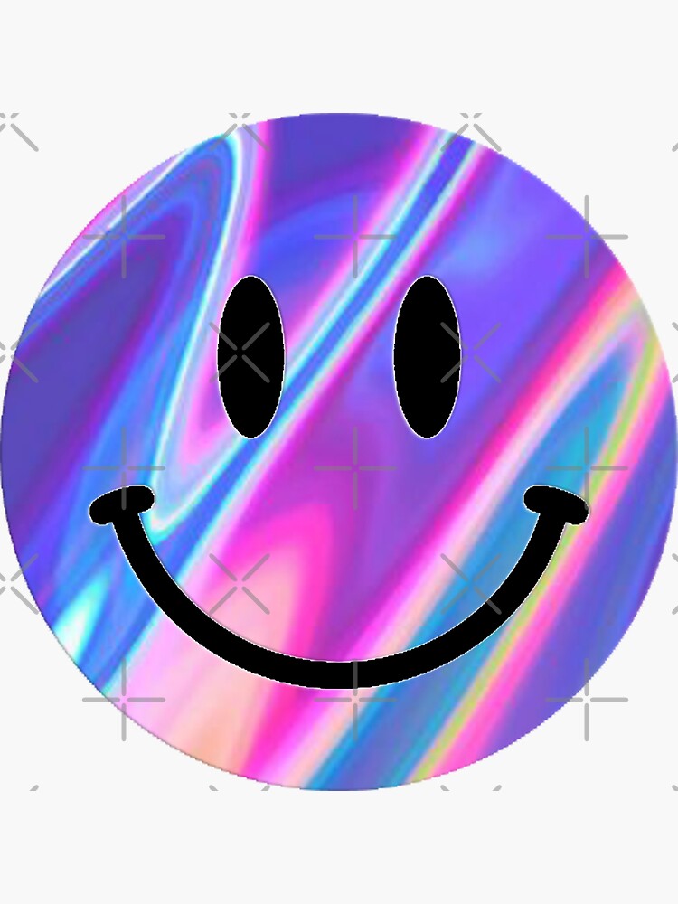 "Trippy Holographic Smiley Face Holo Smile" Sticker by shavtee | Redbubble
