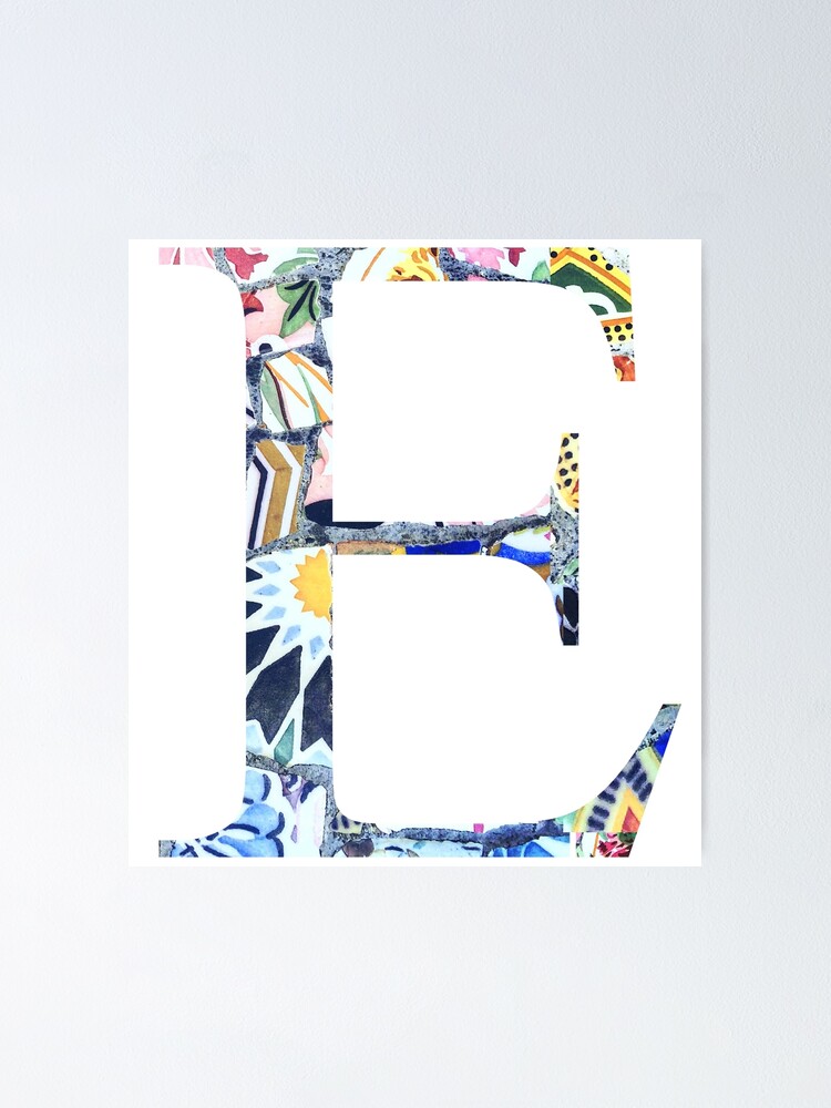 "Barcelona Gaudi Mosaic Letter E Epsilon Sorority Letter" Poster for ...