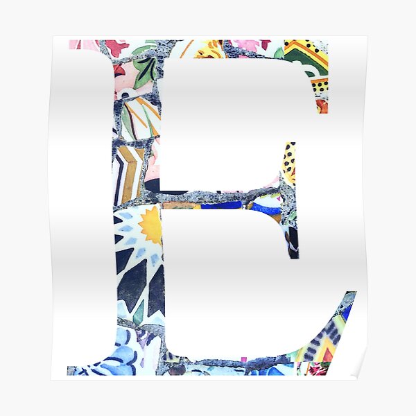 "Barcelona Gaudi Mosaic Letter E Epsilon Sorority Letter" Poster for ...