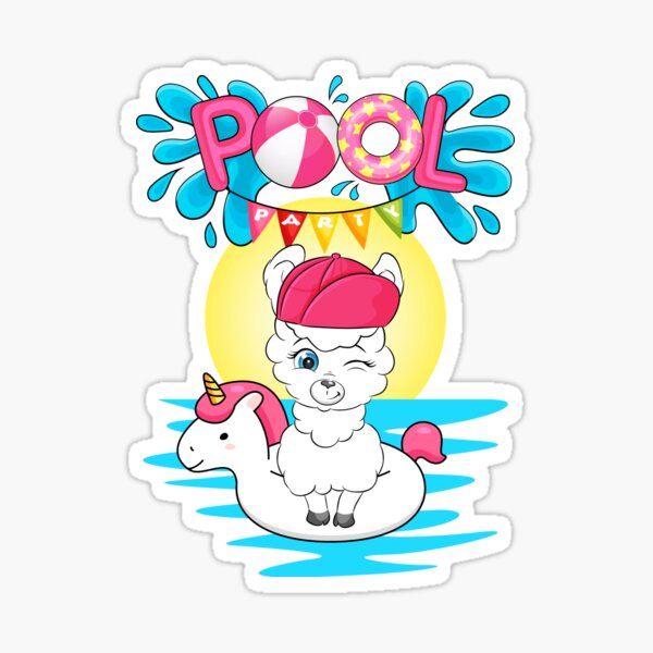 "Alpaca pool party" Sticker for Sale by ProMySign | Redbubble