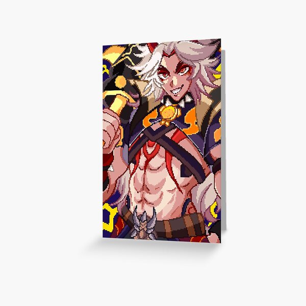 "Genshin Itto pixel art" Greeting Card by Toyger-Lilly | Redbubble